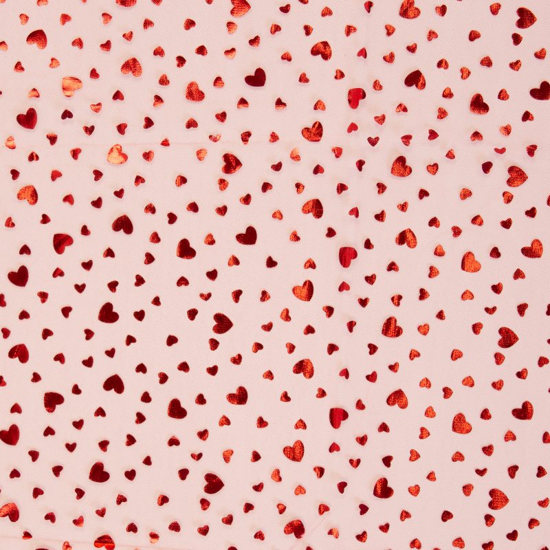 Rød tyl med røde hjerter - Luieluie.dk